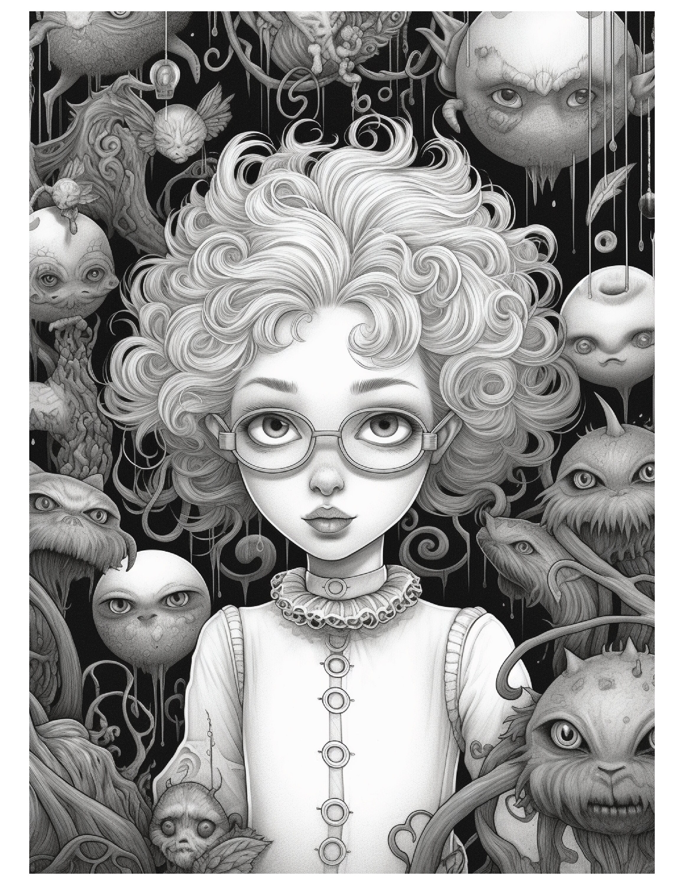 Scary Girl Coloring Book Spooky Adventures Instant Download Printable ...
