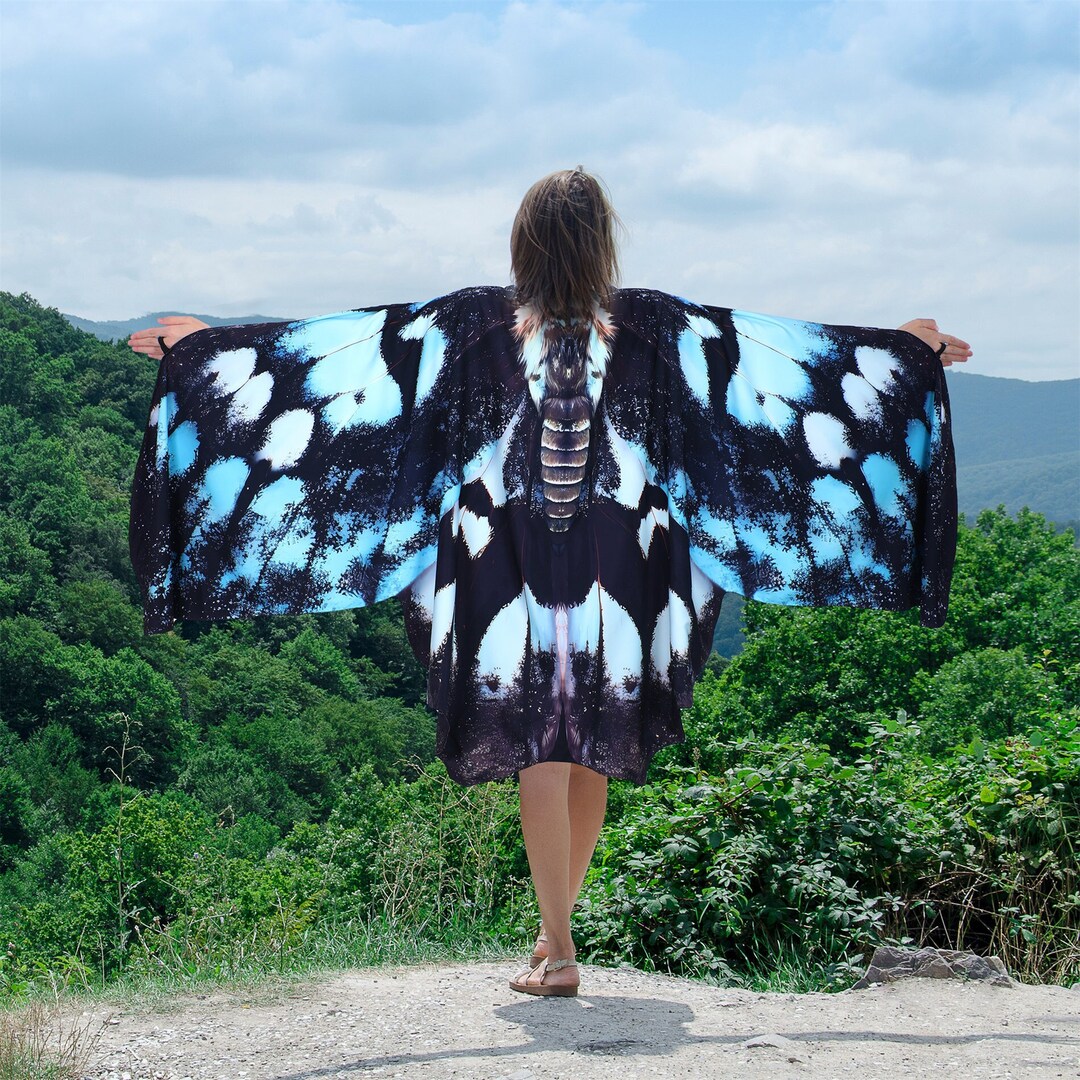 Moth Wing Shawl Wrap Toddler Costume Blue Dress Ups Wings Adult Fairy ...