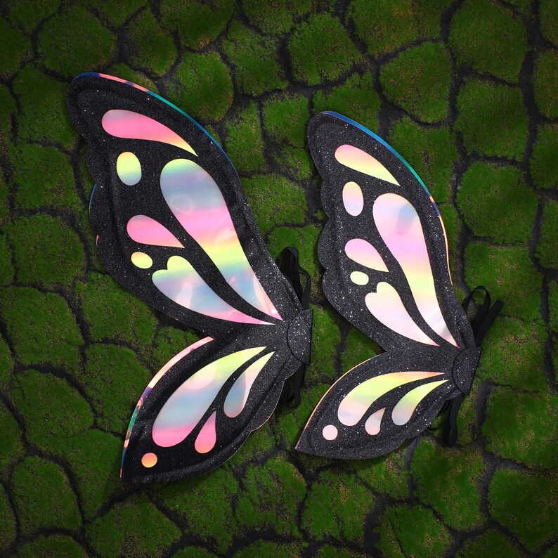 Butterfly Wing Elf Cosplay Butterfly Fairy Wings Black Dress up Adult ...