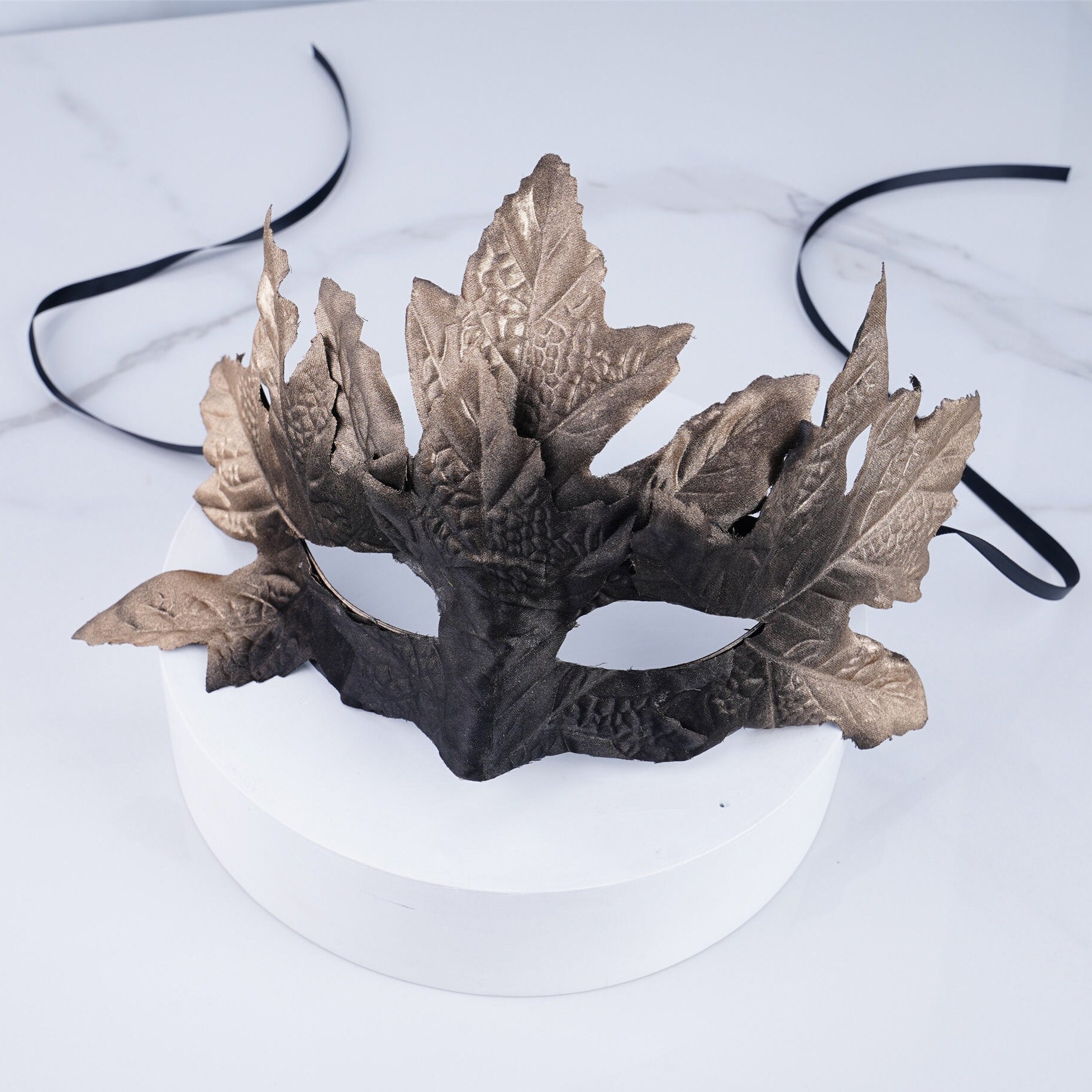 Black Gold Wood Leaf Masks for Masquerade Fairy Floral - Etsy