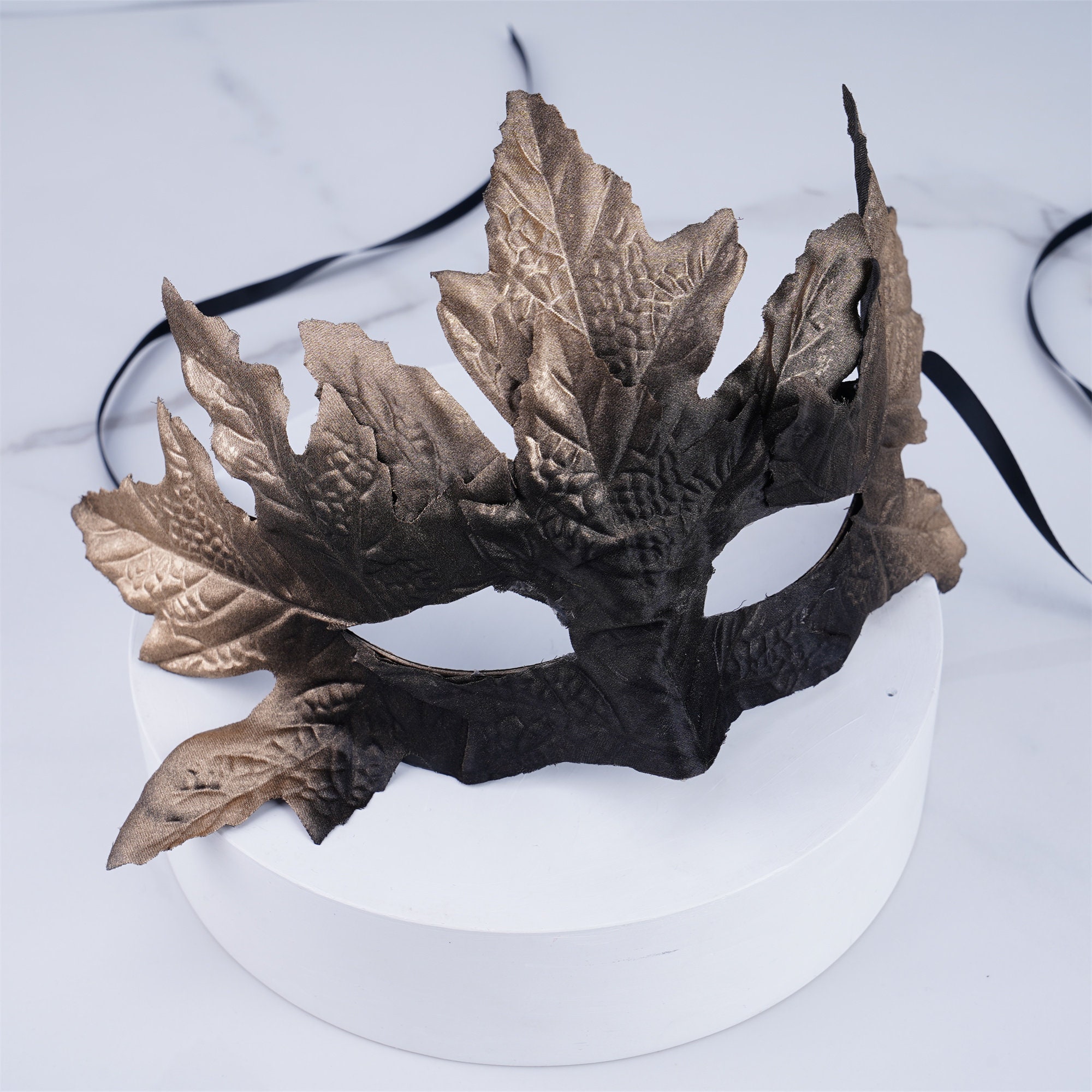 Black Gold Wood Leaf Masks for Masquerade Fairy Floral - Etsy