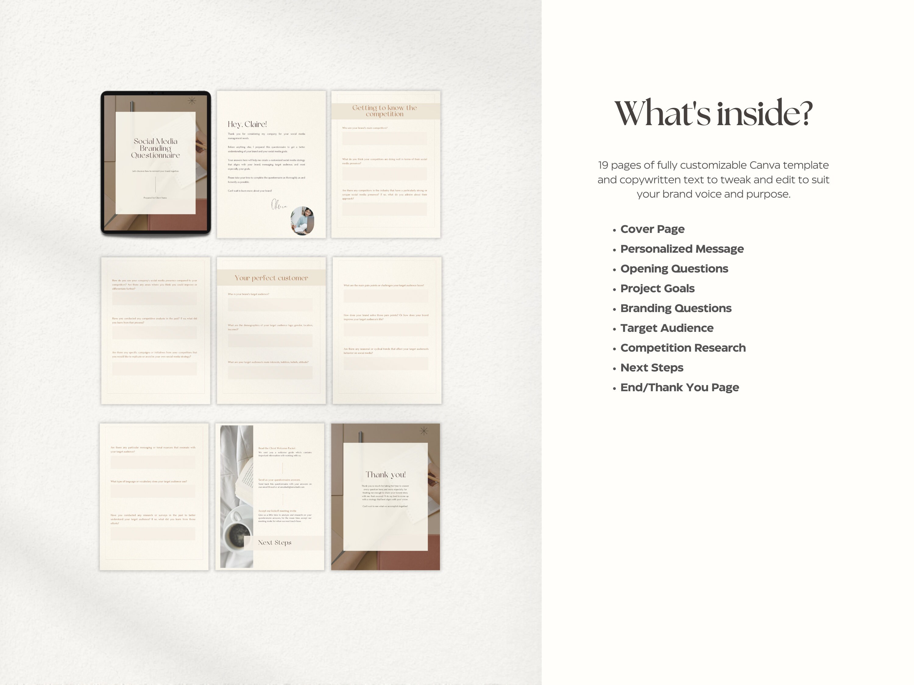 New Client Questionnaire Template | Canva Template | Client Onboarding ...