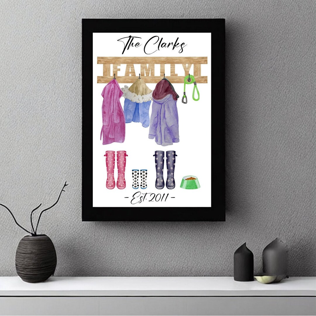 Personalised Family Couple Image With Pets Welly Boots Wellies Coats ...