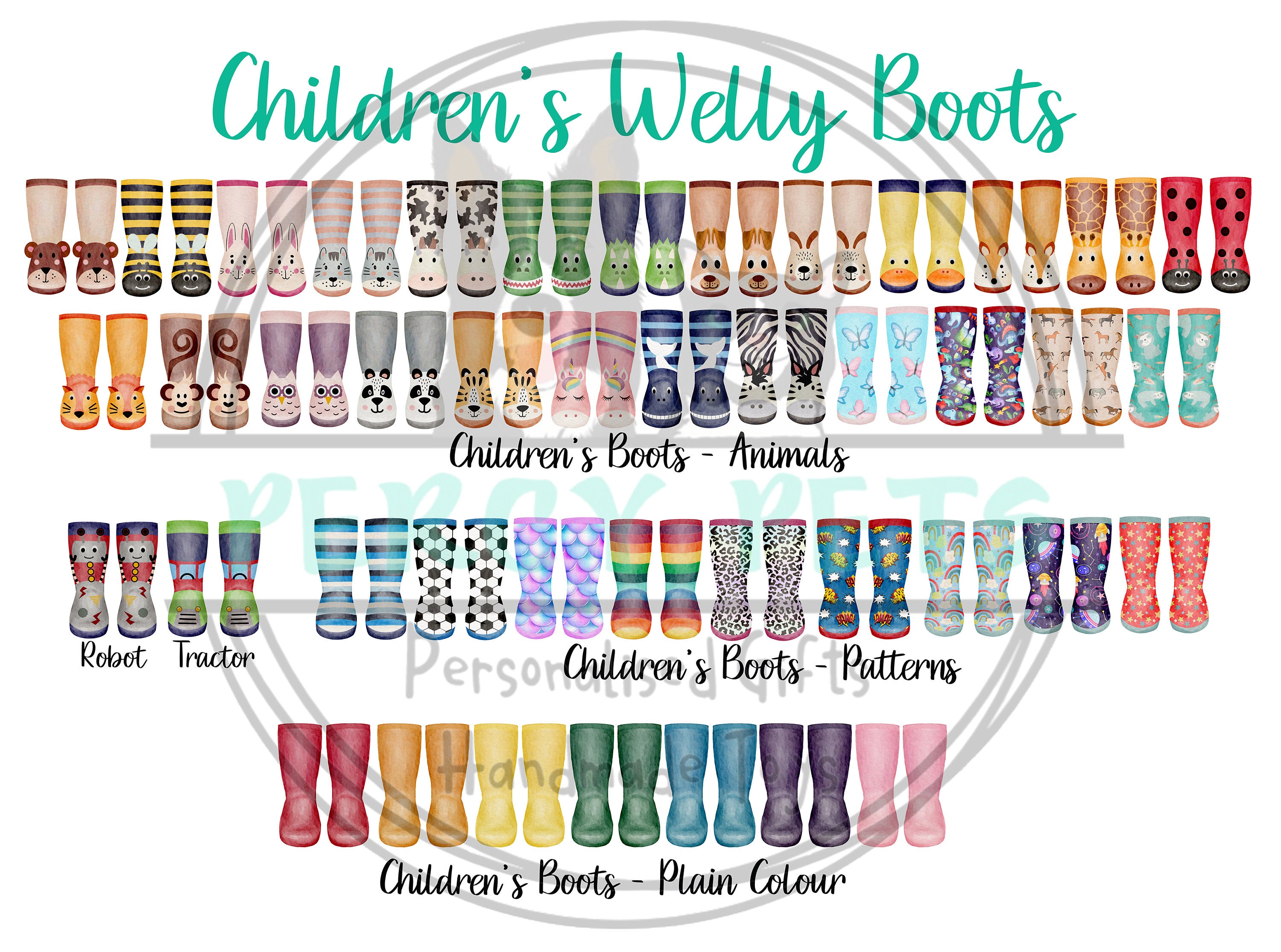 Personalised Family Couple Image With Pets Welly Boots Wellies Coats ...