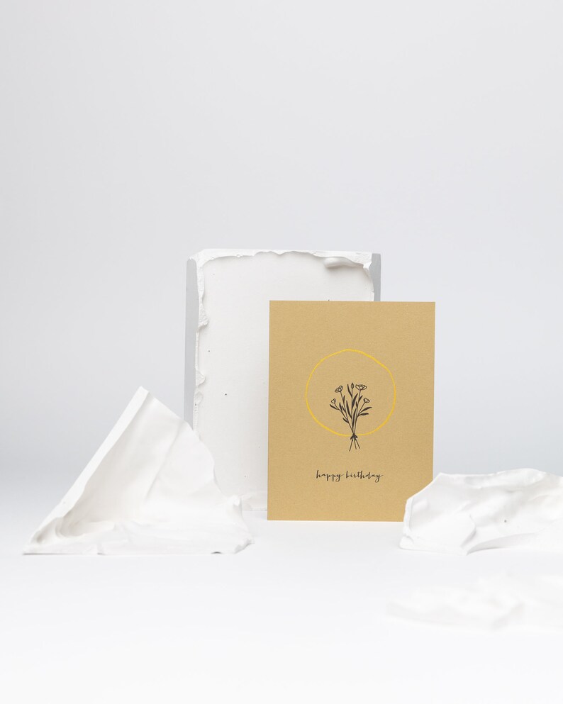 Set of 4 | Handmade Happy Birthday Card, Gold Metallic Watercolour ...