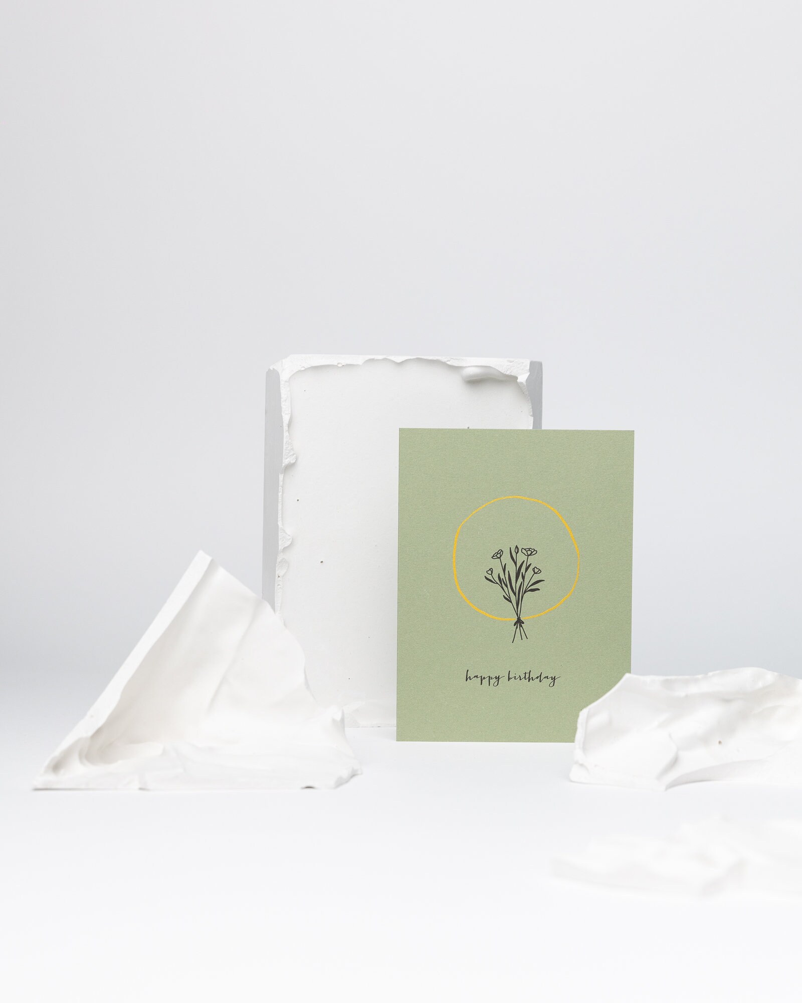 Set of 4 Handmade Happy Birthday Card, Gold Metallic Watercolour Paint ...