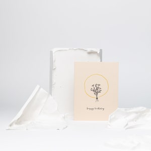 Set of 4 | Handmade Happy Birthday Card, Gold Metallic Watercolour ...