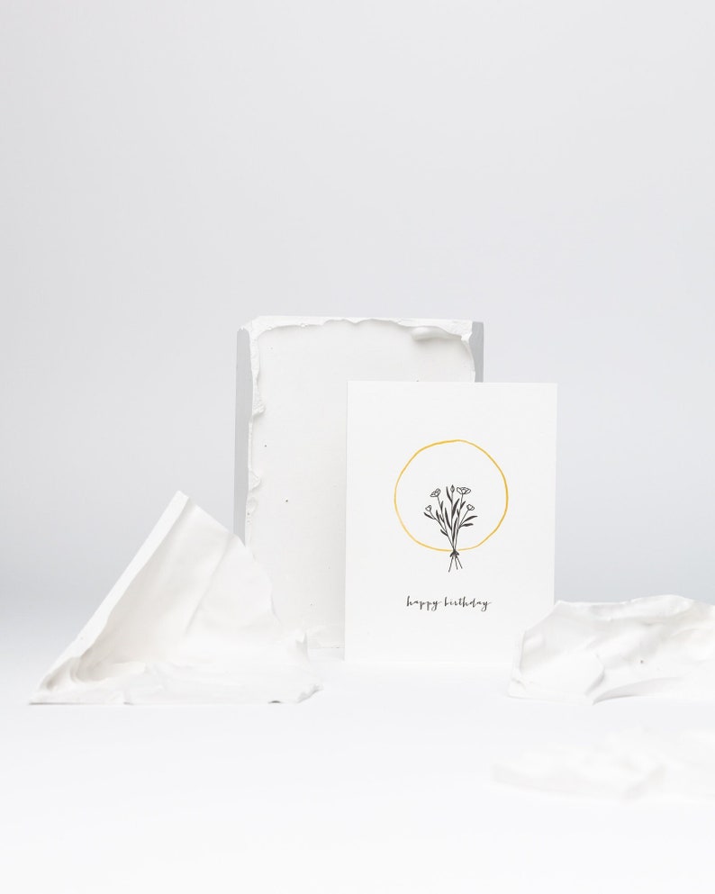 Set of 4 | Handmade Happy Birthday Card, Gold Metallic Watercolour ...
