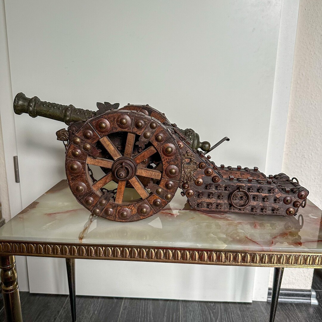 European Model of a Cannon Made of Wood, Iron, Brass and Metal With ...