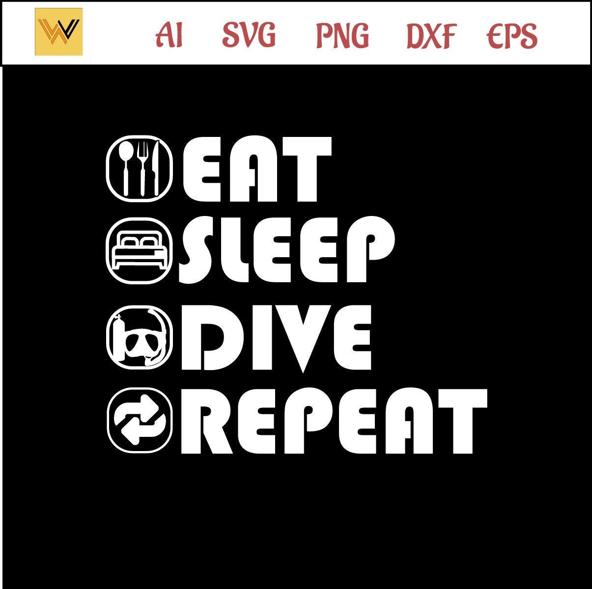 Scuba Diving Svg Eat Sleep Dive Repeat Underwater Svg, Scuba Diving ...