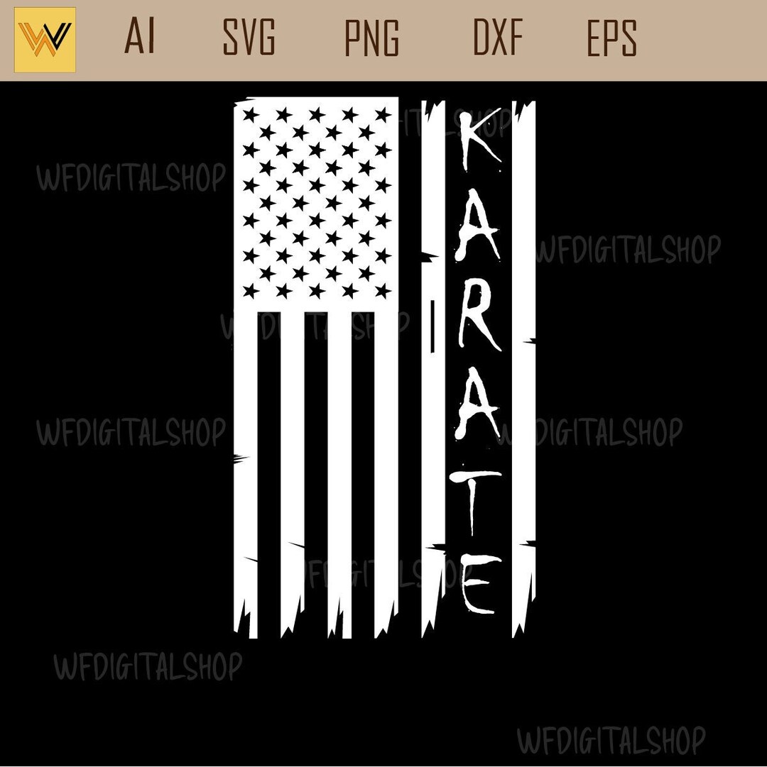 Karate Svg Us Flag - Karate Svg, Martial Arts Svg, Karate Cut File ...