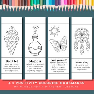 Printable Coloring Bookmarks, Motivational Quotes Bookmark, Adult ...