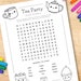 Tea Party Word Search for Kids, Printable Coloring Puzzle Children ...