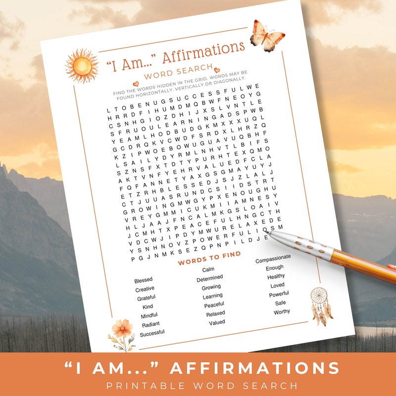 Affirmation Word Search - Etsy