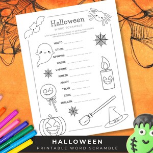 Halloween Coloring, Halloween Printable Activity Sheet for Kids, Word ...