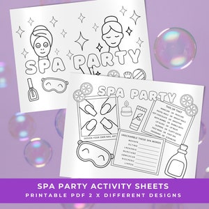 Spa Party Activity Sheet, Printable Spa Coloring Pages for Kids, Pamper ...