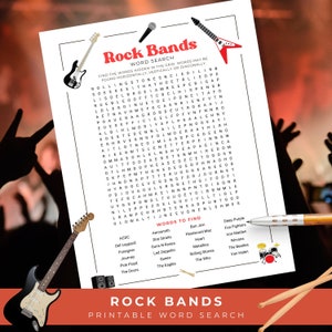 Rock Bands Word Search Puzzle: Classic Rock Music (digital Download) - Etsy