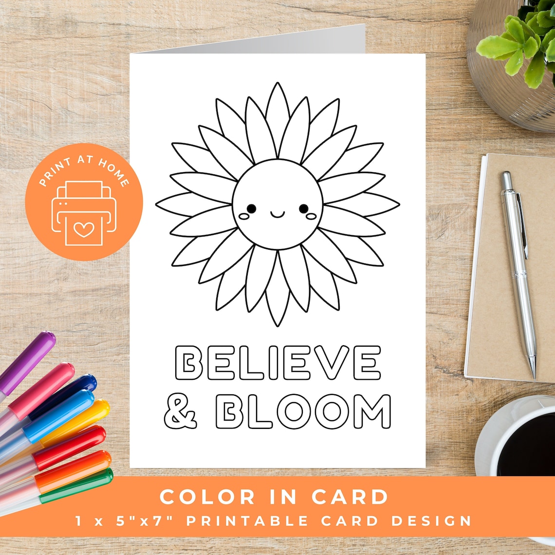Encouragement Cards to Color, Coloring Thinking of You Card, Printable ...