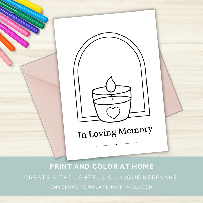 Printable Bereavement & Remembrance Card to Color, in Loving Memory ...