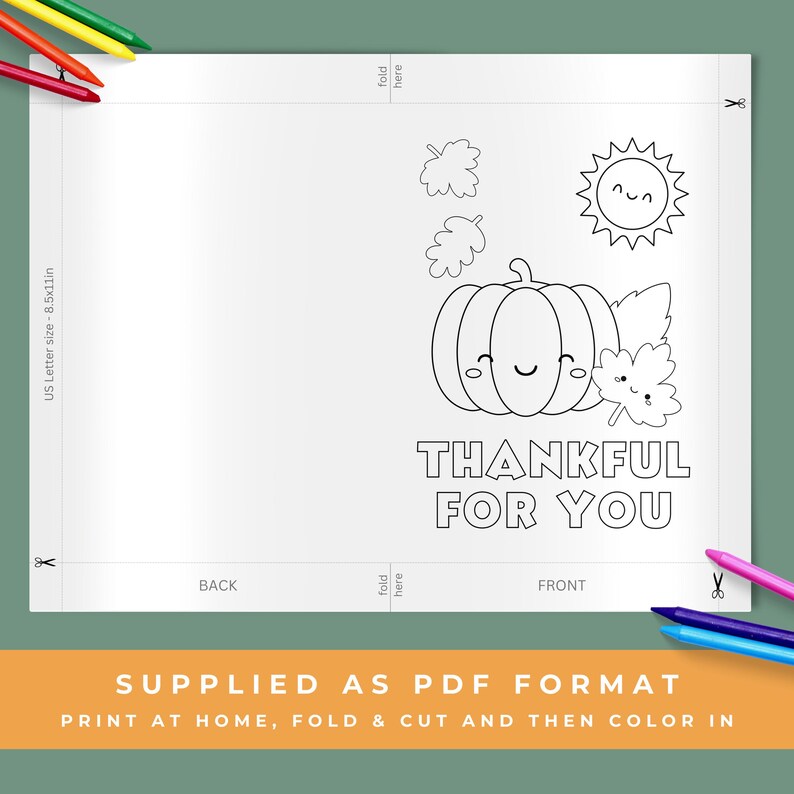 Thank You Coloring Card, Thanksgiving Printable Card to Color ...