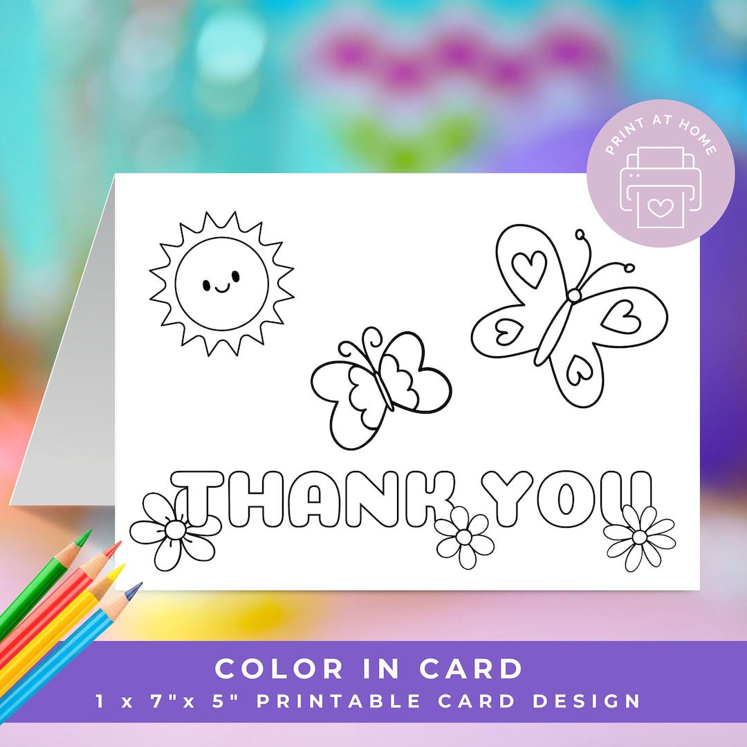 Printable Thank You Cards Coloring, Coloring Thank You Card, Printable ...