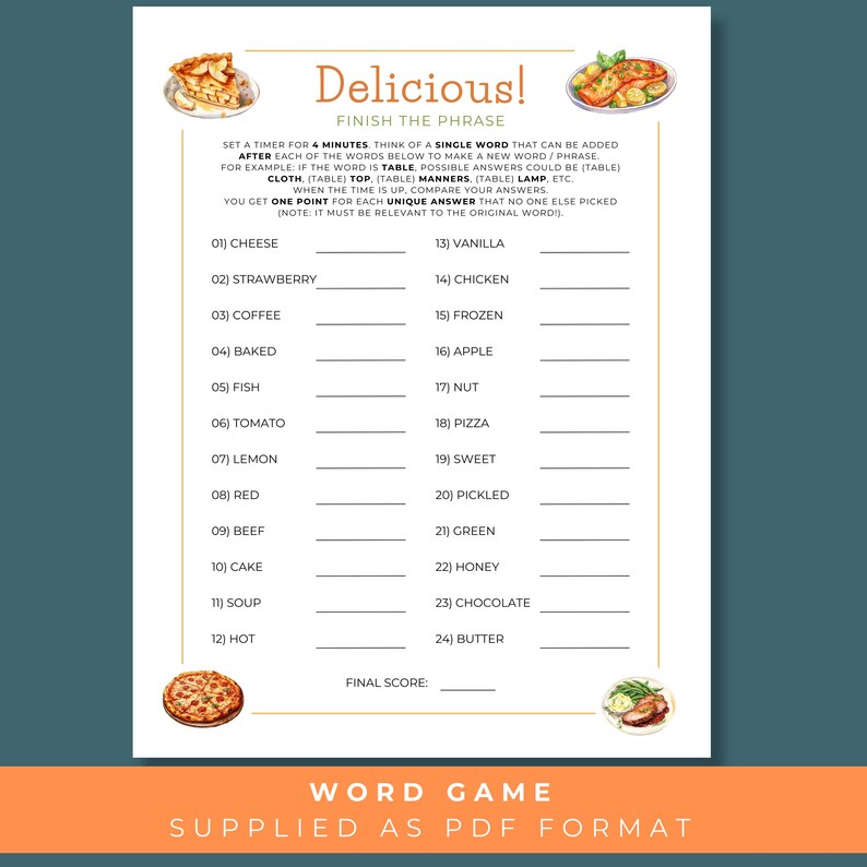 Dinner Party Games for Guests, Printable Ice Breaker Activity for ...