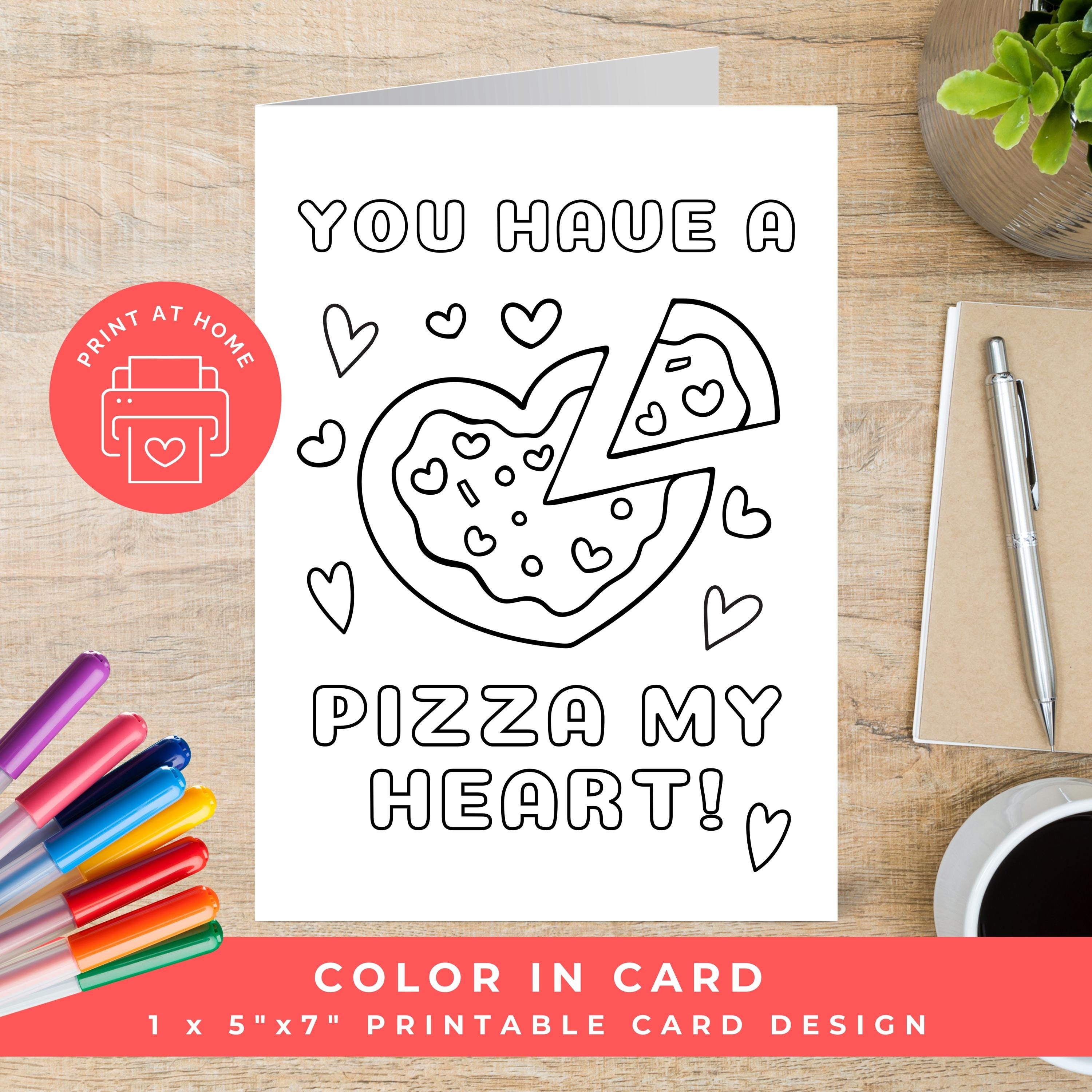 Cute Printable Coloring Card, Romantic Card to Color, Anniversary Card ...