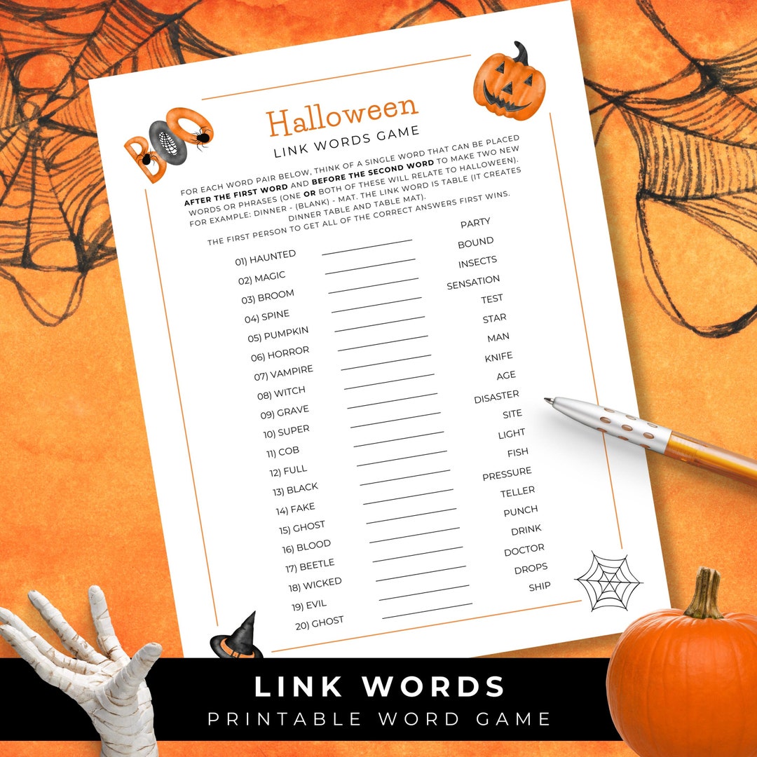 Halloween Party Game for Adults, Link Words Puzzle, Icebreaker Game ...