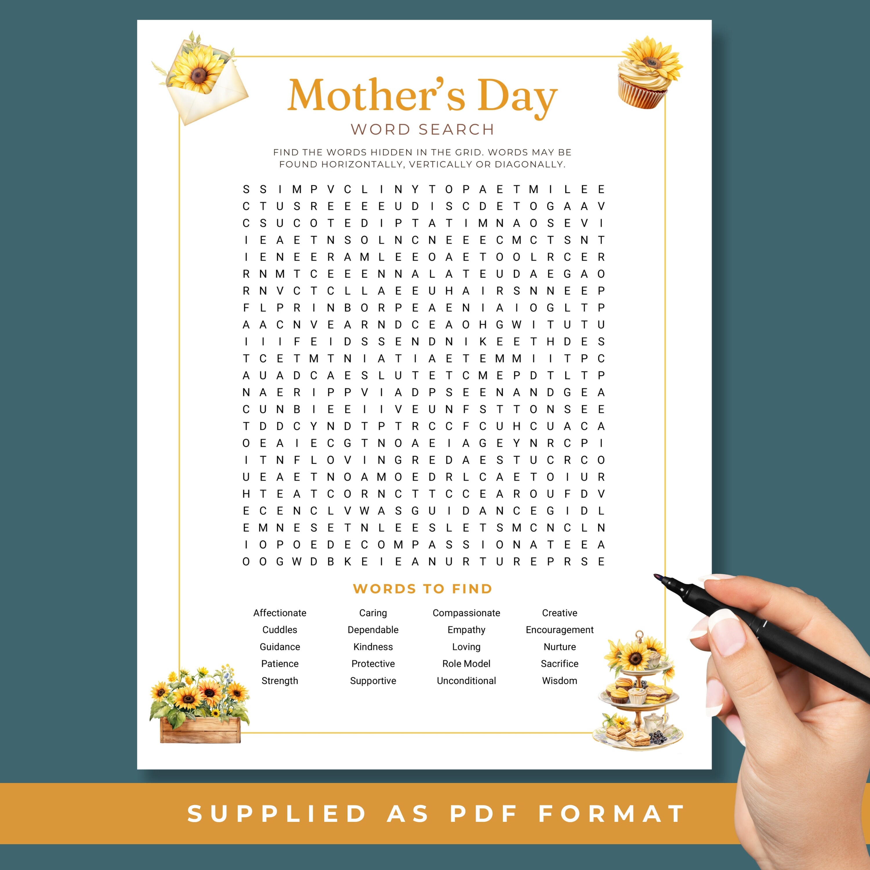 Mother's Day Word Search, Mothers Day Printable Puzzle Game, Gift for ...