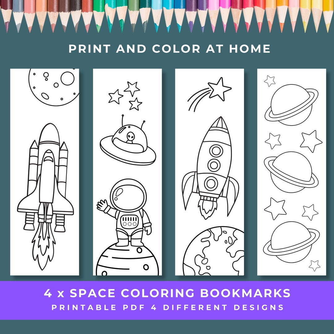 Space Coloring Bookmarks, Bookmark for Kids, Printable Bookmarks to ...