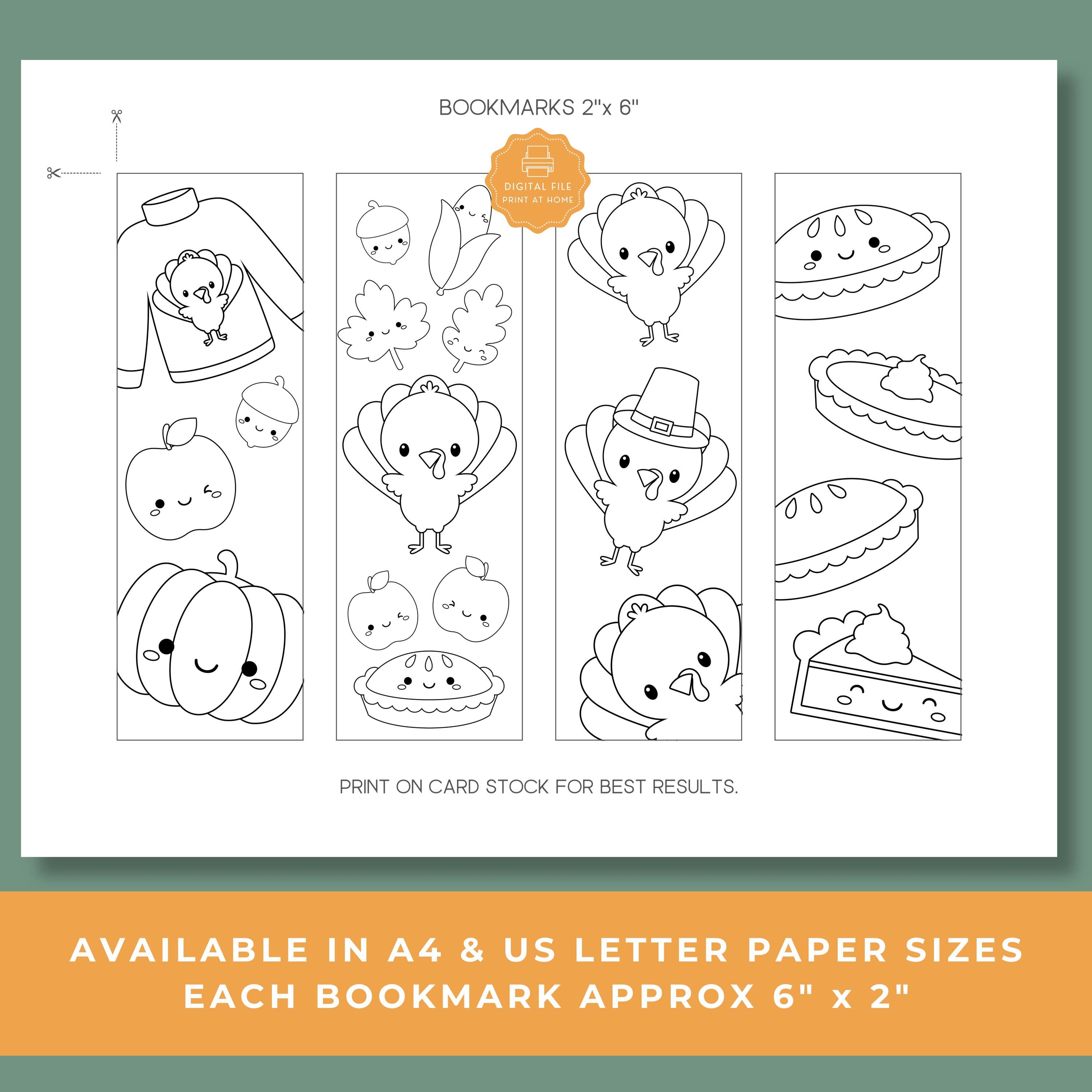 Thanksgiving Coloring Bookmarks, Cute Printable Bookmarks for ...