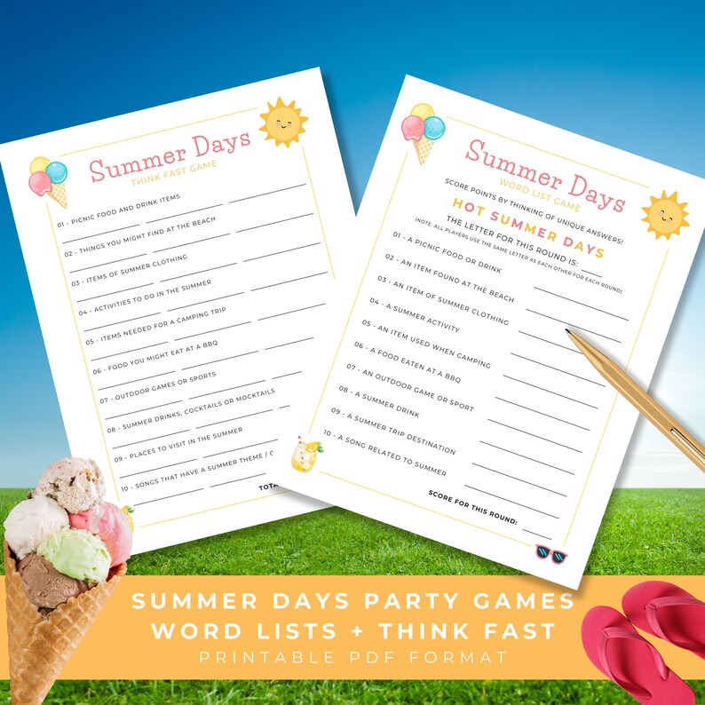 Summer Party Games for Adults, Printable Garden Party Games, Word List ...