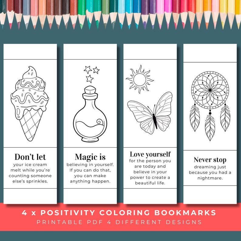 Printable Coloring Bookmarks, Motivational Quotes Bookmark, Adult ...