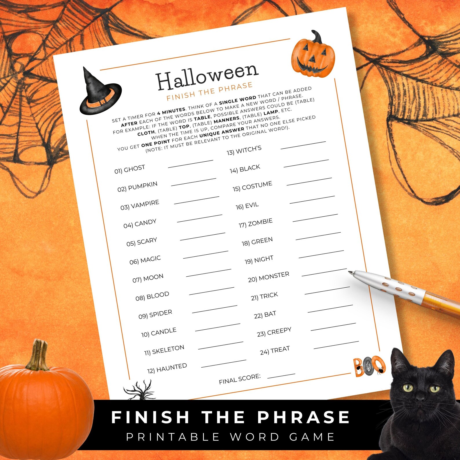 Halloween Party Game, Printable Halloween Word Games for Adults, Sip ...