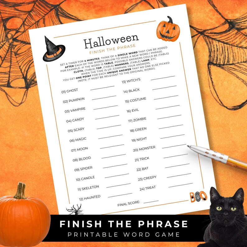 Halloween Party Game, Printable Halloween Word Games for Adults, Sip ...