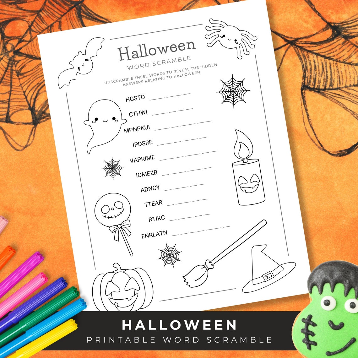 Halloween Coloring, Halloween Printable Activity Sheet for Kids, Word ...