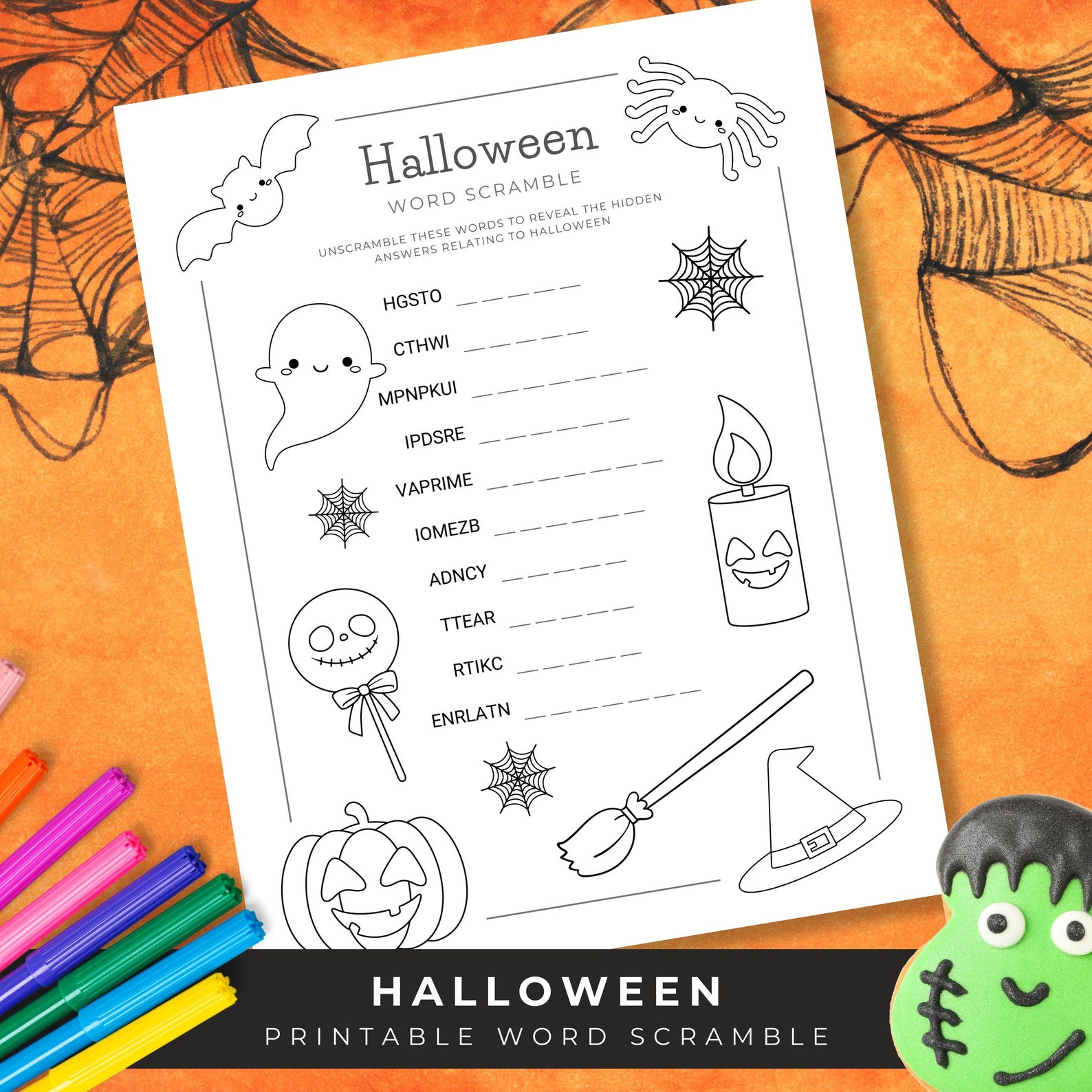 Halloween Coloring, Halloween Printable Activity Sheet for Kids, Word ...