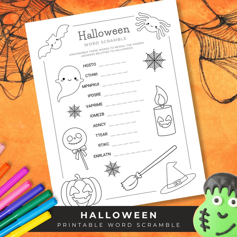 Halloween Coloring, Halloween Printable Activity Sheet for Kids, Word ...