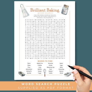 Baking Word Search, Printable Word Search for Adults, Fun Bake off ...