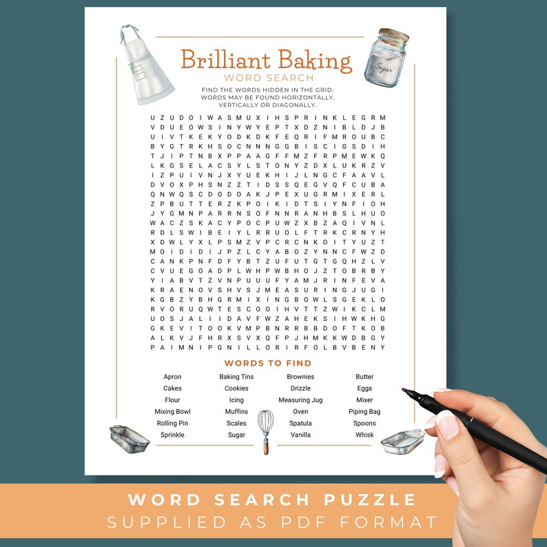 Baking Word Search, Printable Word Search for Adults, Fun Bake off ...
