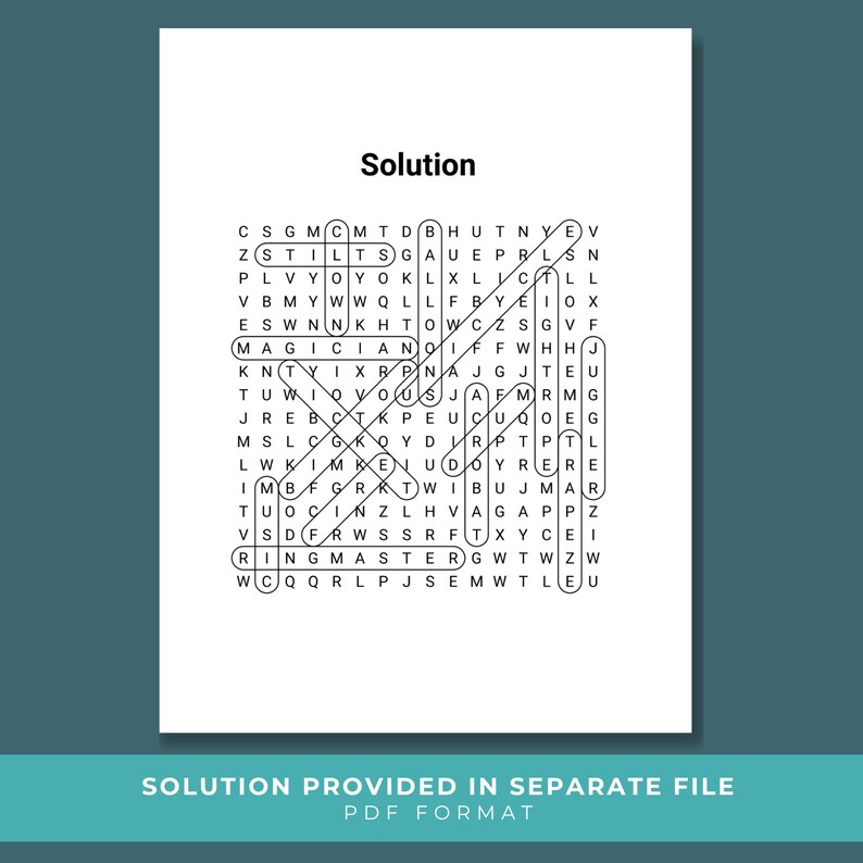 Circus Word Search for Kids, Printable Circus Coloring Page, Circus ...