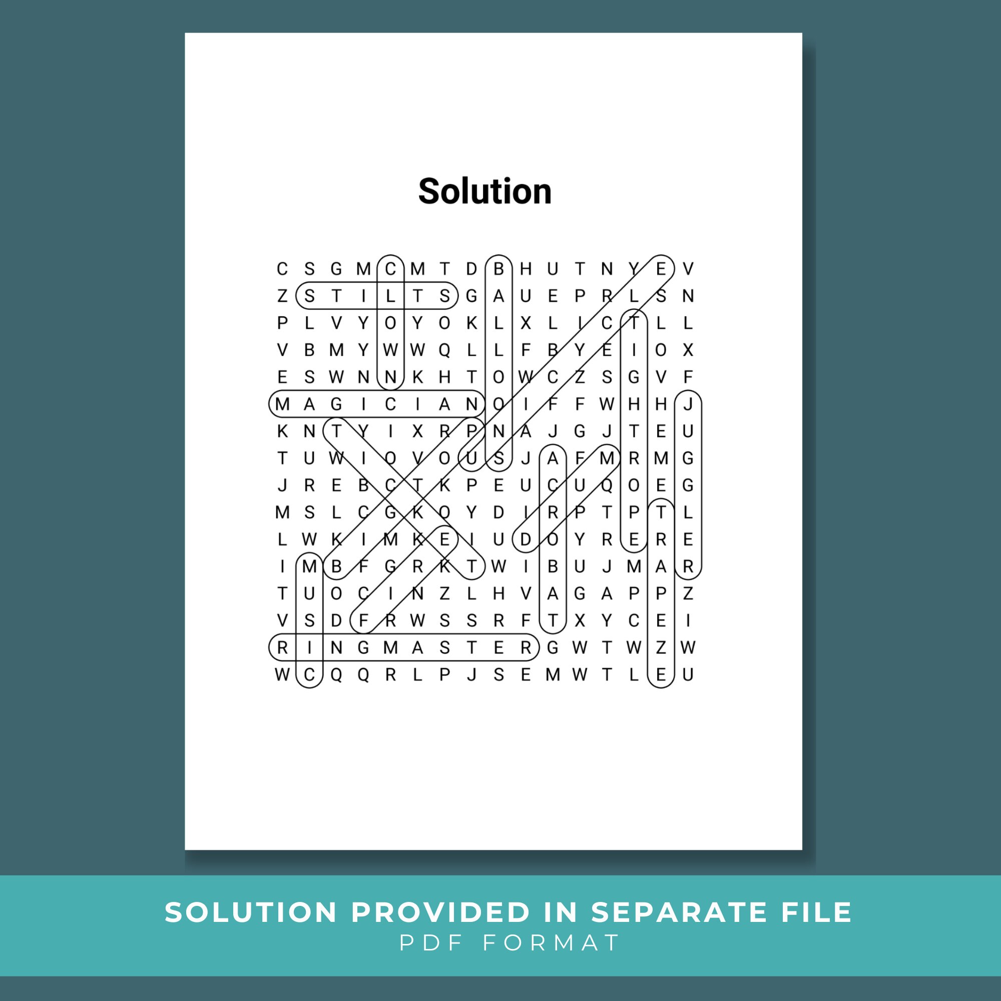 Circus Word Search for Kids, Printable Circus Coloring Page, Circus ...