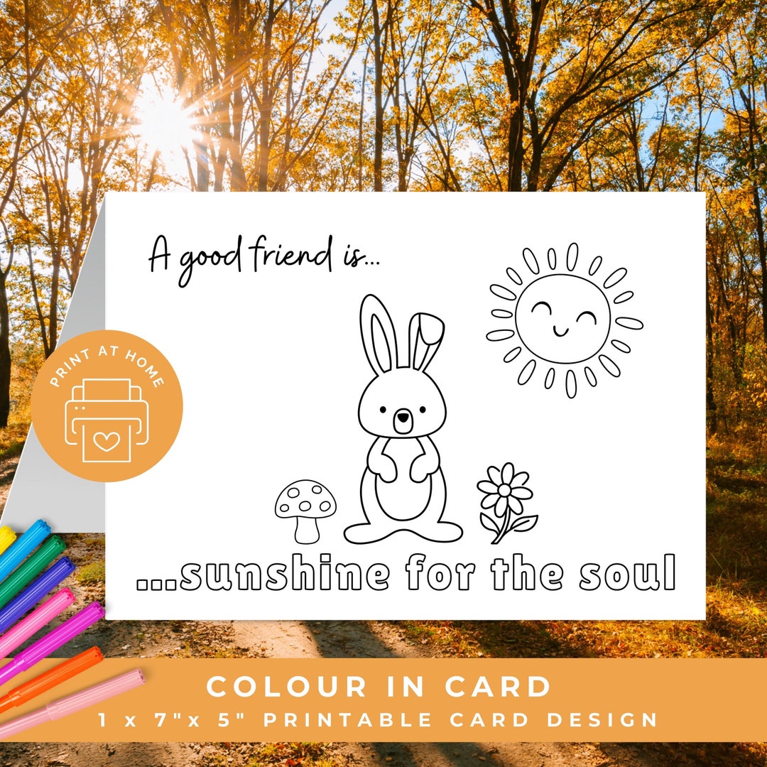 Printable Friendship Coloring Card, Kindness Cards for Friends ...