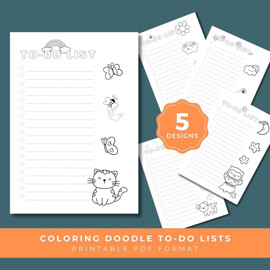 Coloring To-do Lists, Printable To-do Lists, Doodle Planner Sheets, Fun ...