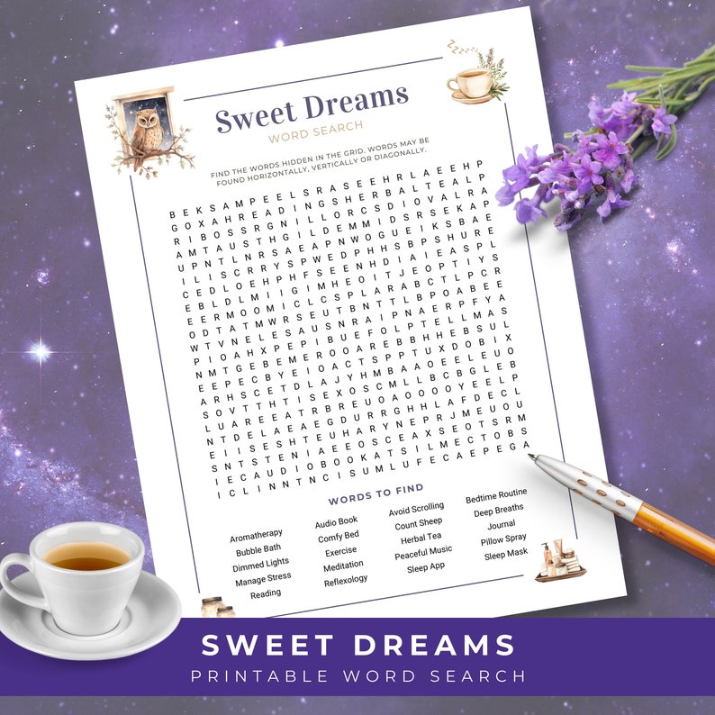 Sleep Word Search, Self-care Puzzle Game, Anxiety Relief, Mental Health ...