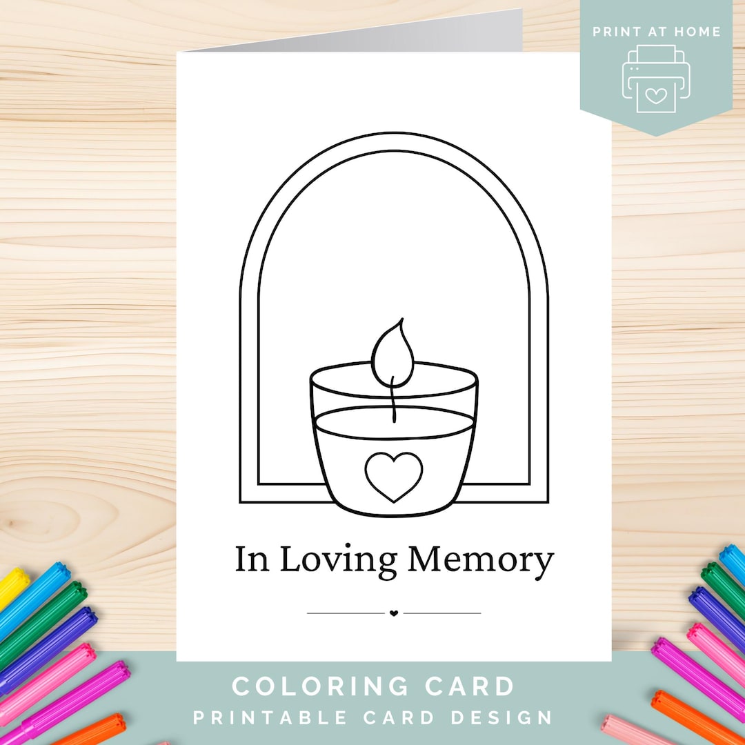 Printable Bereavement & Remembrance Card to Color, in Loving Memory ...