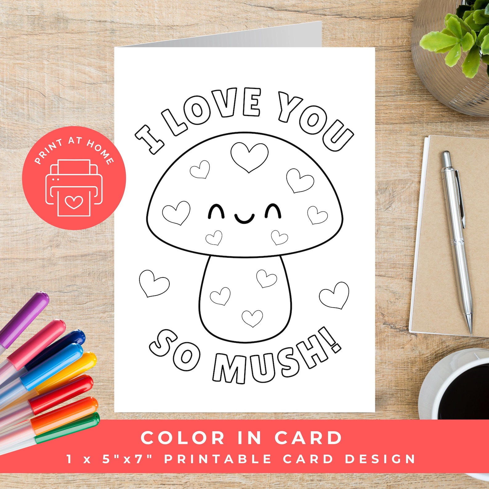 Cute Printable Card to Color, Valentine's Card to Color, Anniversary ...