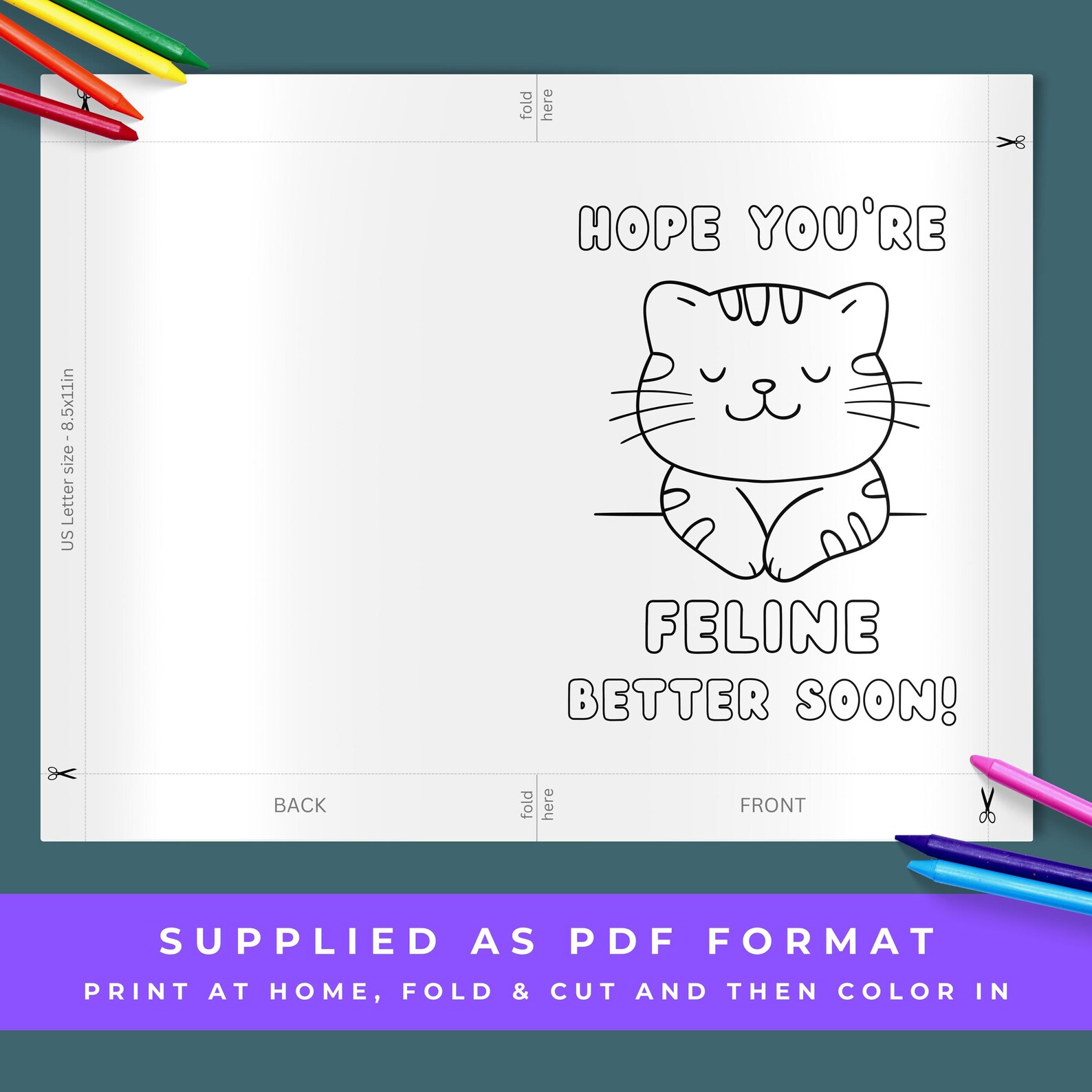 Printable Card for Get Well, Get Well Soon Coloring Card, Feel Better ...