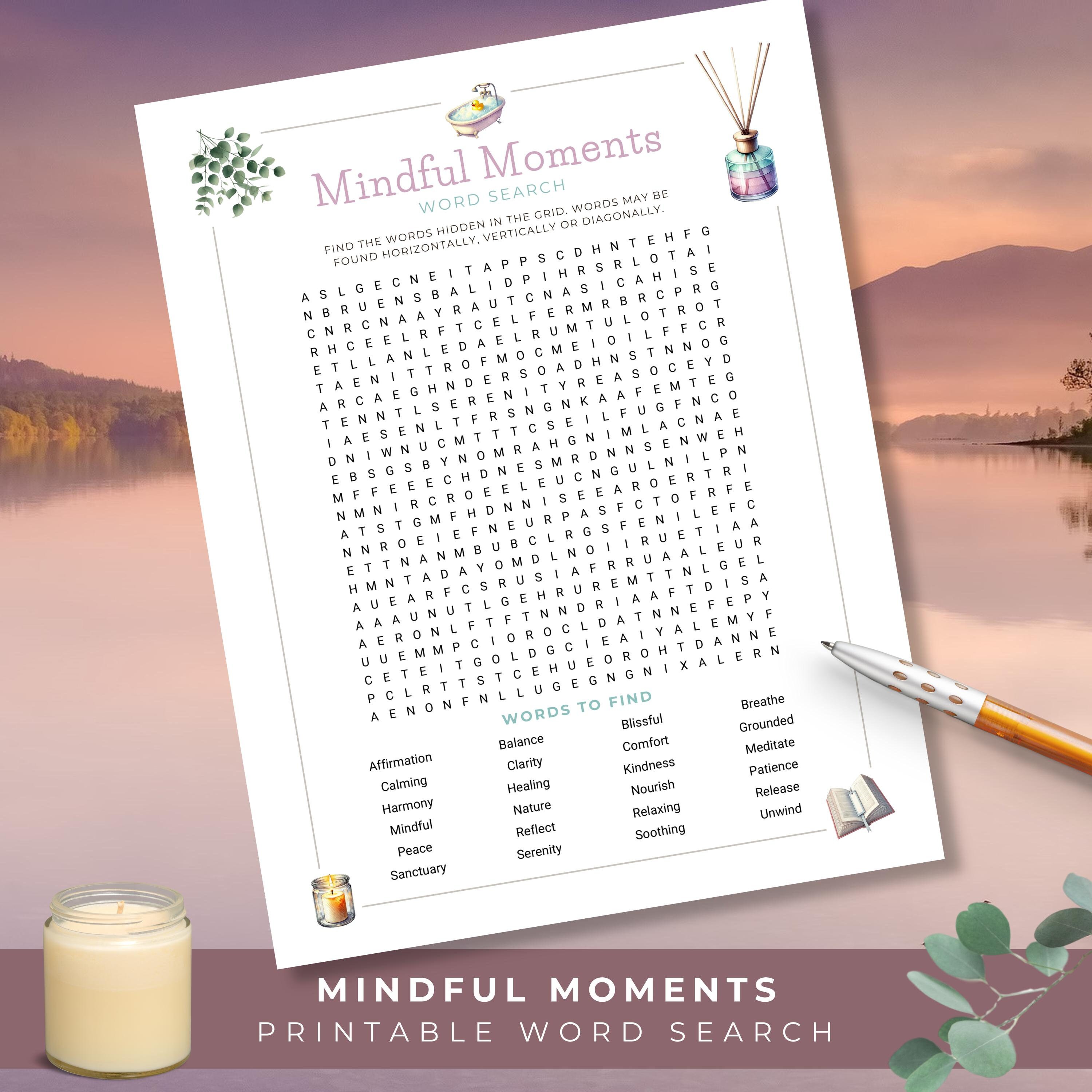 Anxiety Relief Word Search Puzzles, Printable Self Care Activity ...