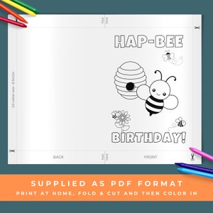 Printable Coloring Birthday Card, Happy Birthday Coloring Card, Color ...